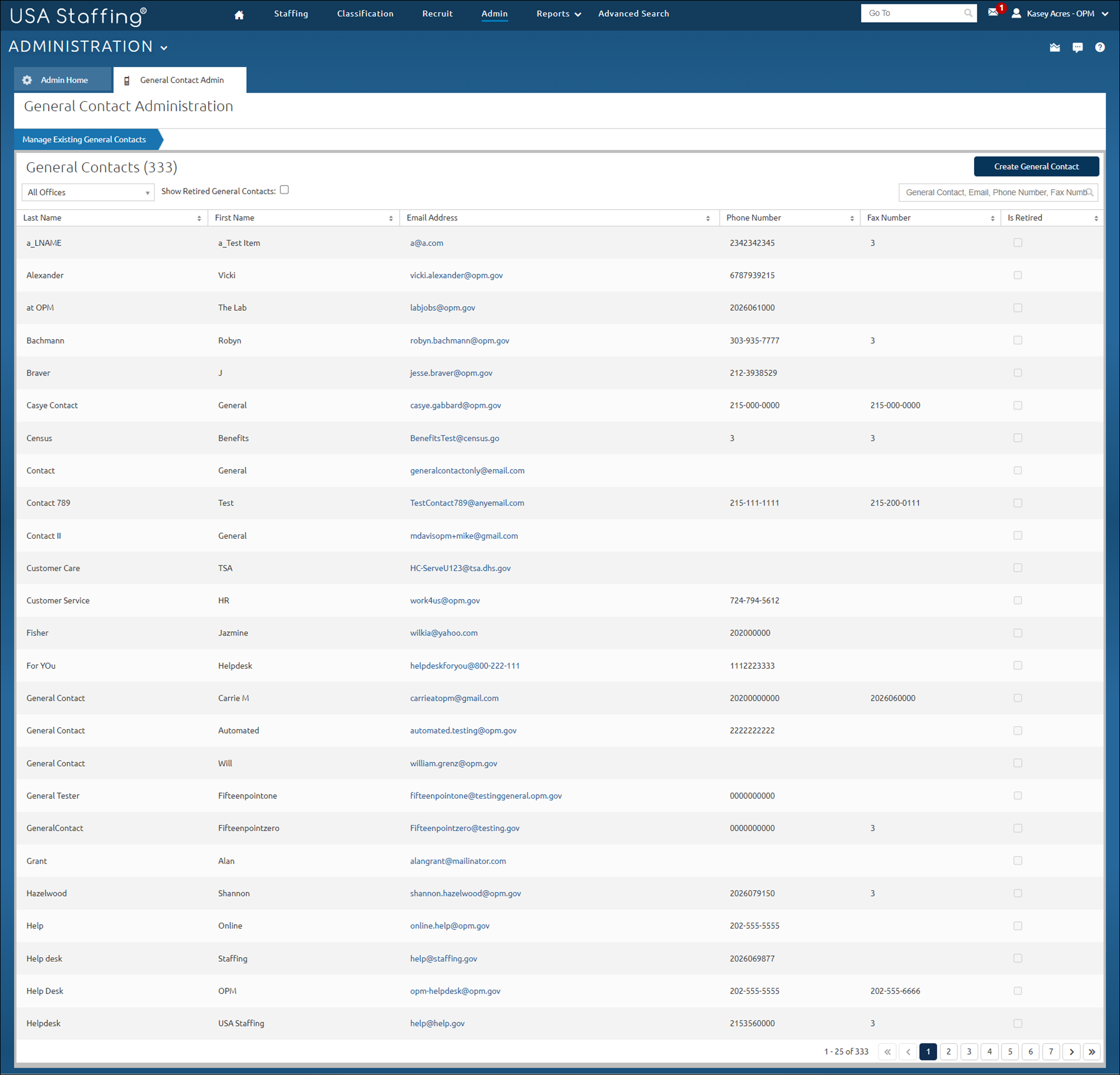 Manage Existing General Contacts Overview – USA Staffing Online Help