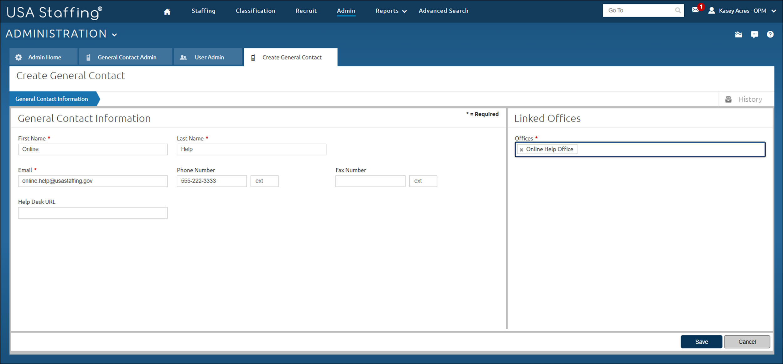 Create General Contact Overview – USA Staffing Online Help