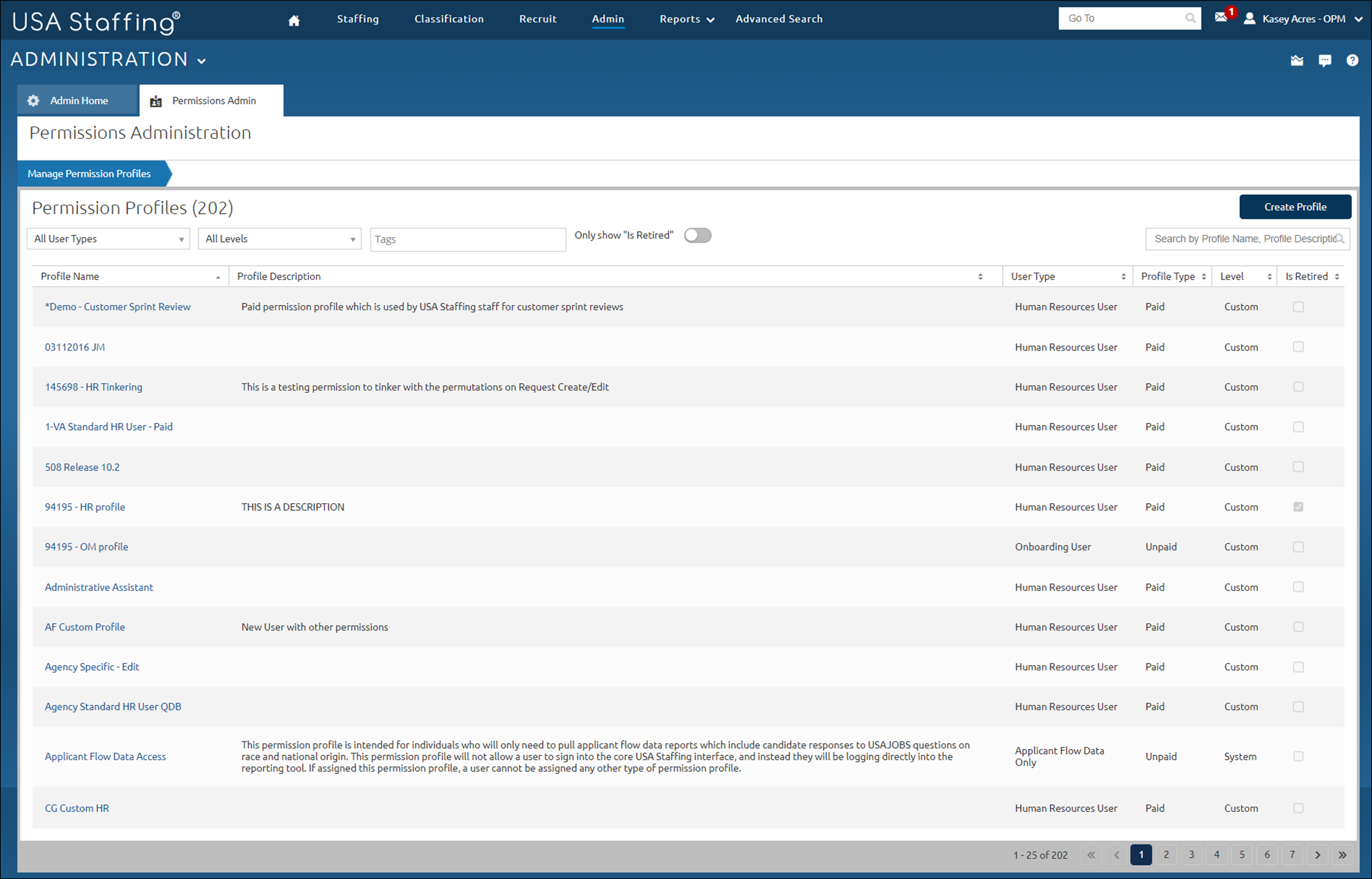 Creating a permission profile – USA Staffing Online Help