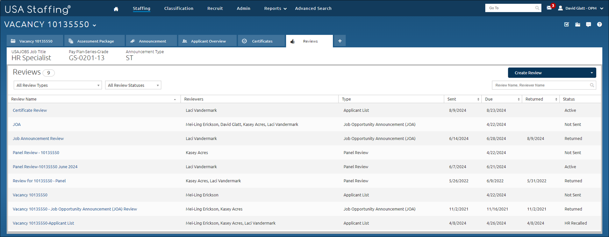 Review List Overview – USA Staffing Online Help