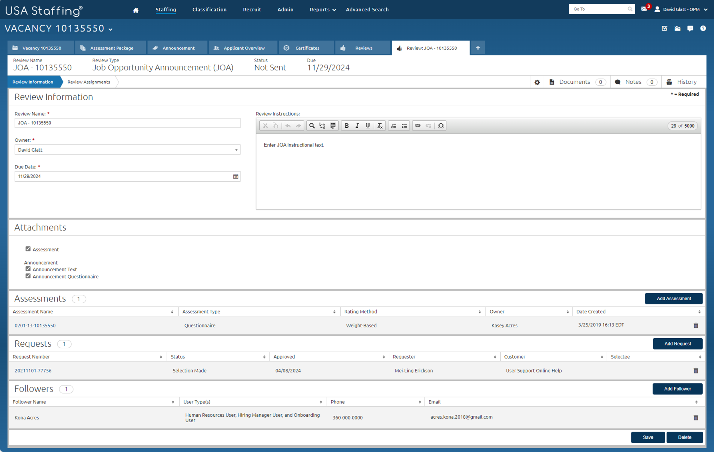 Job Opportunity Announcement (JOA) - Review Information Overview – USA ...