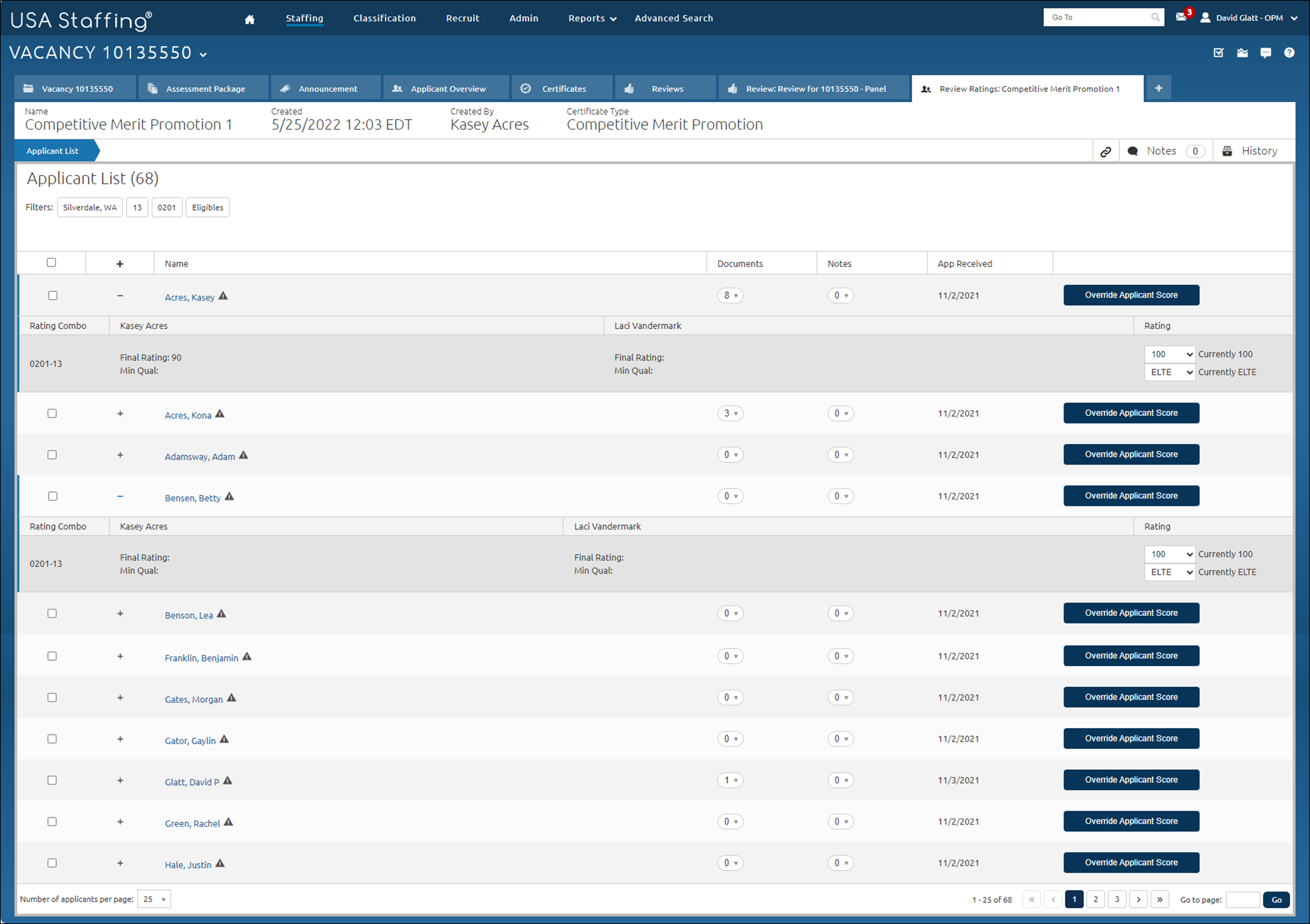Panel Review - Ratings Overview – USA Staffing Online Help