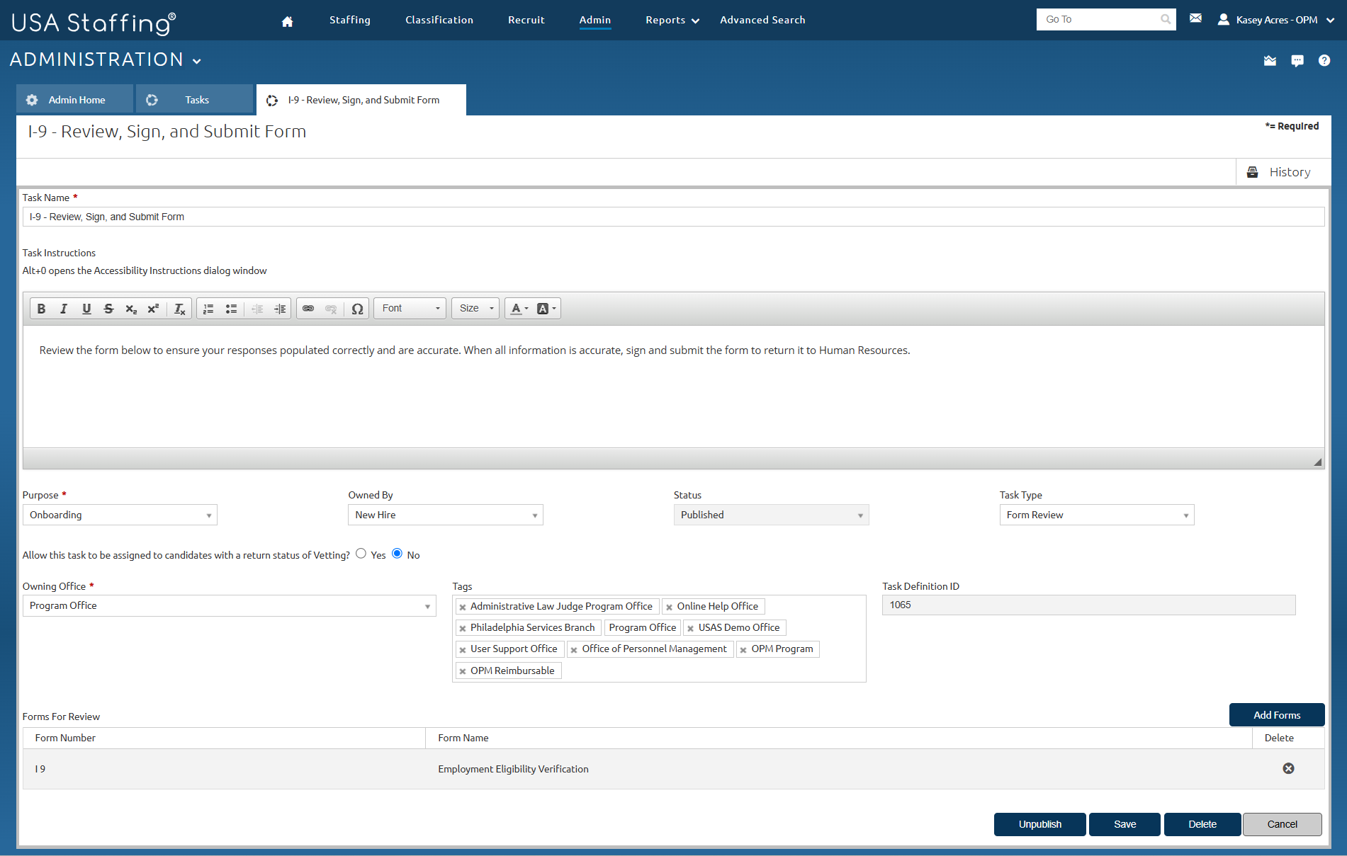Edit Task Template Overview – USA Staffing Online Help