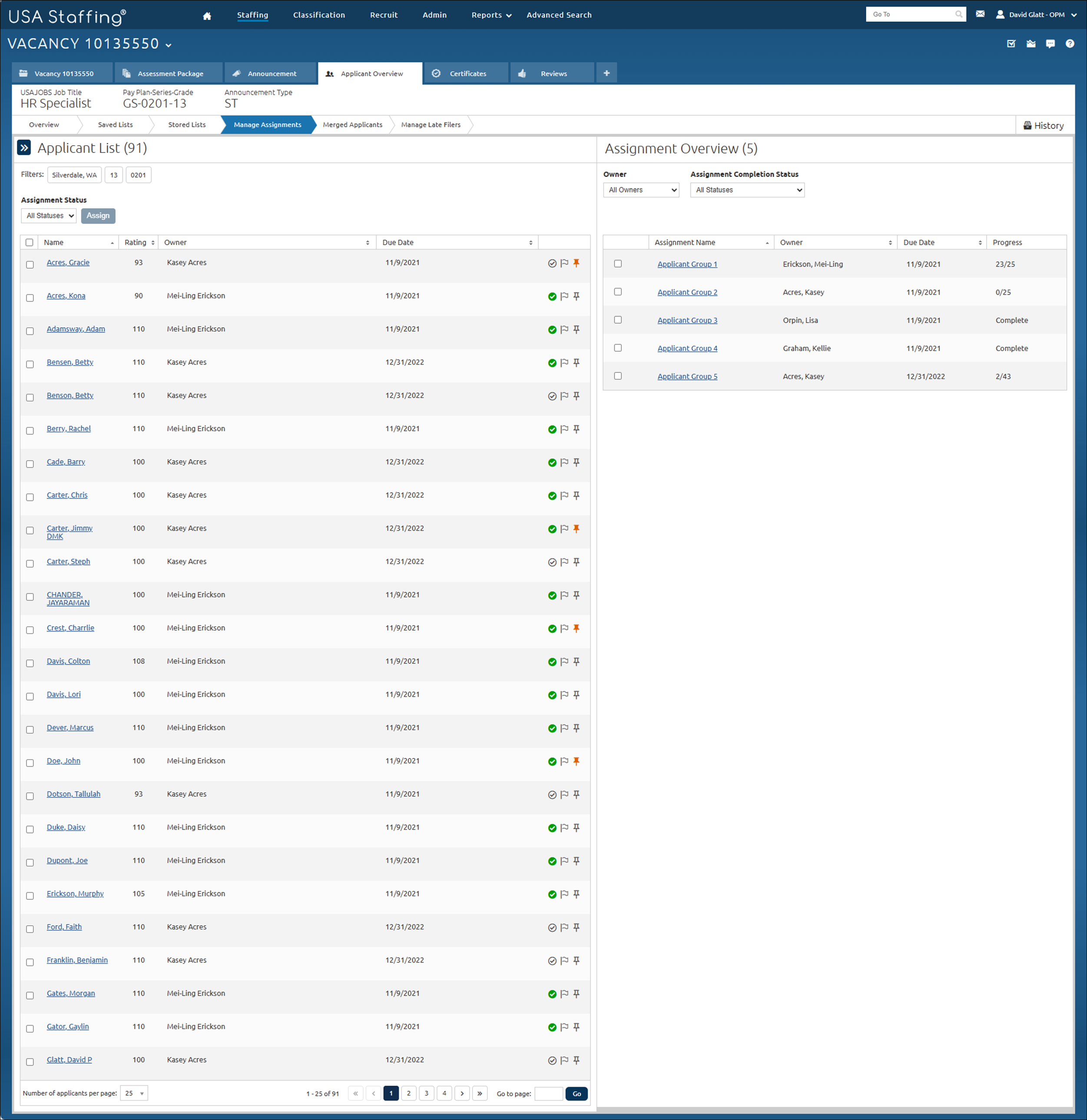 Manage Assignments Overview – USA Staffing Online Help