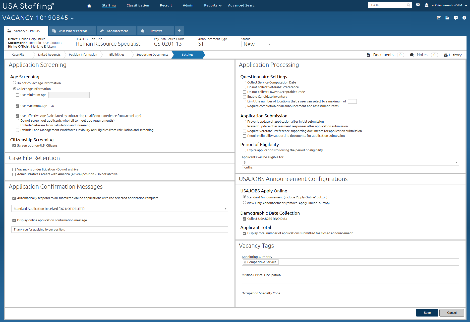 Using the age formula – USA Staffing Online Help