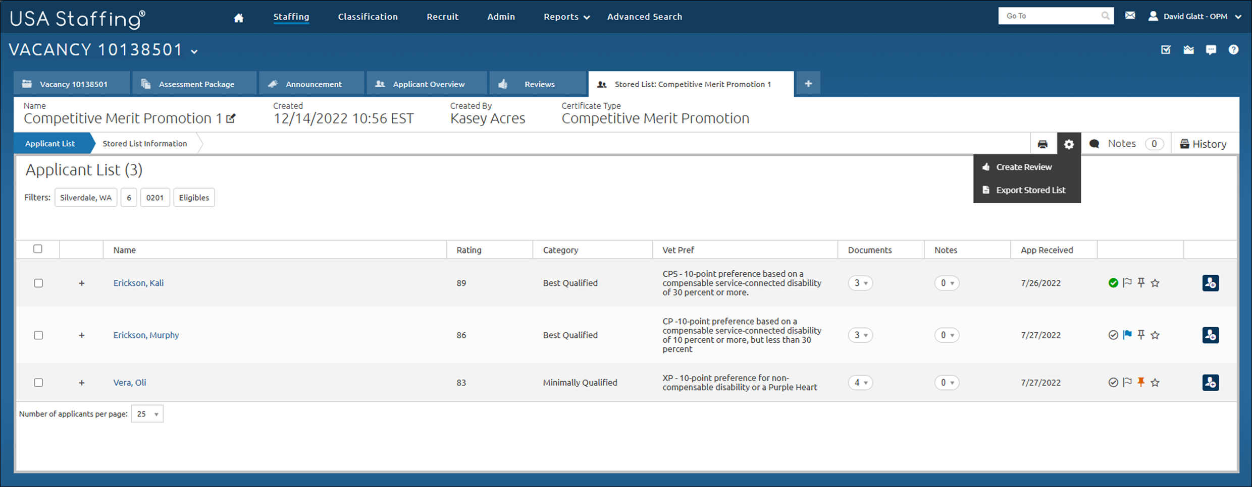 Exporting applicant data to an Excel file – USA Staffing Online Help