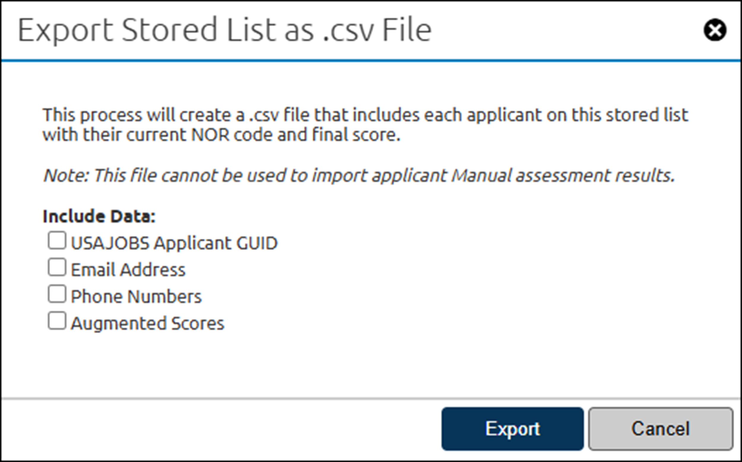 Exporting applicant data to an Excel file – USA Staffing Online Help