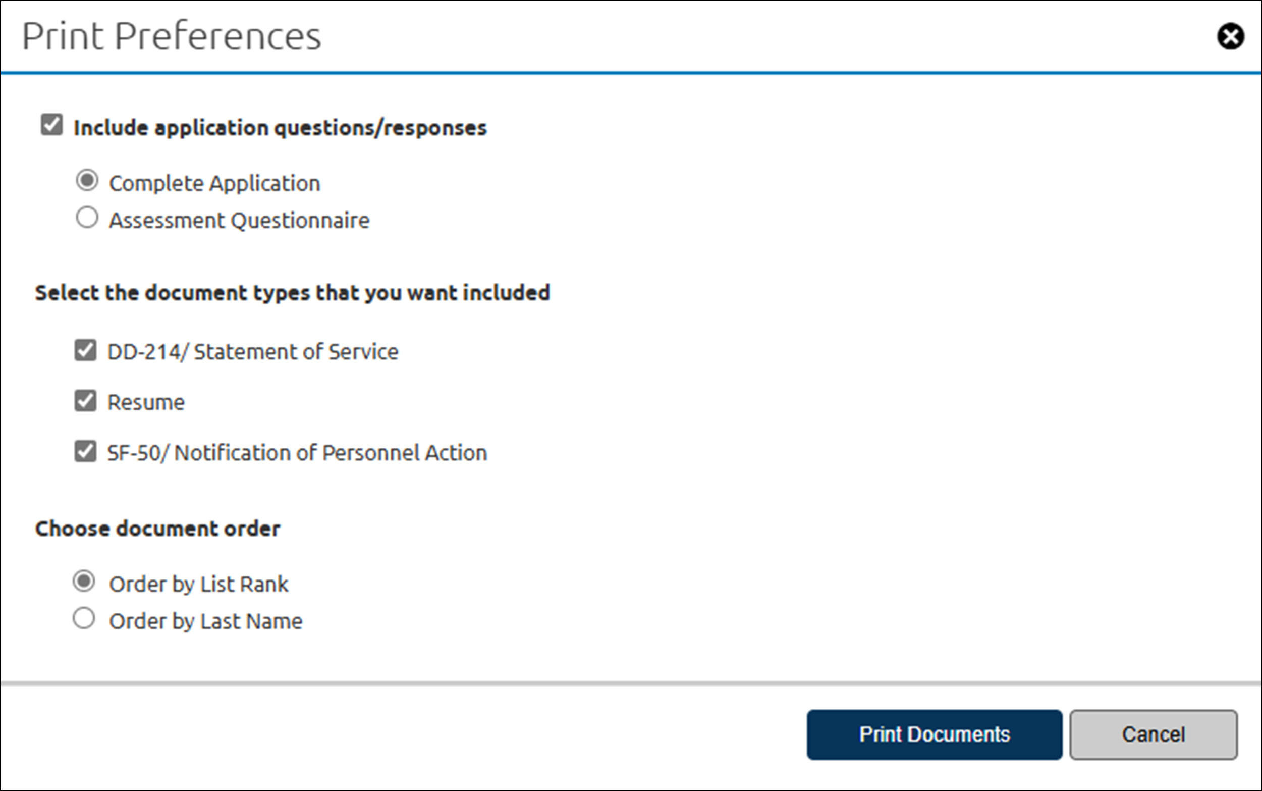 Batch printing from a stored list – USA Staffing Online Help