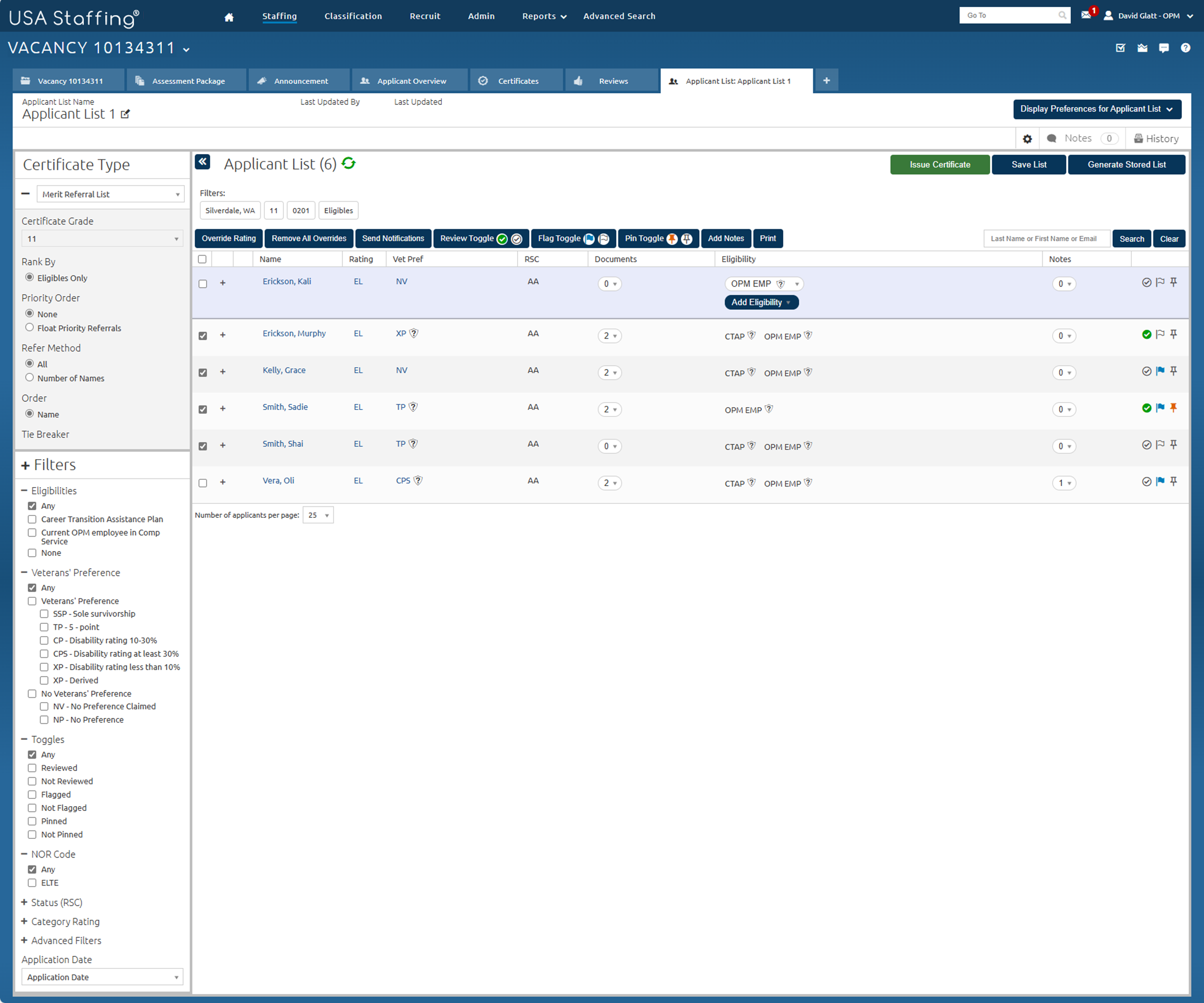 Removing overrides for applicants on an applicant list – USA Staffing ...