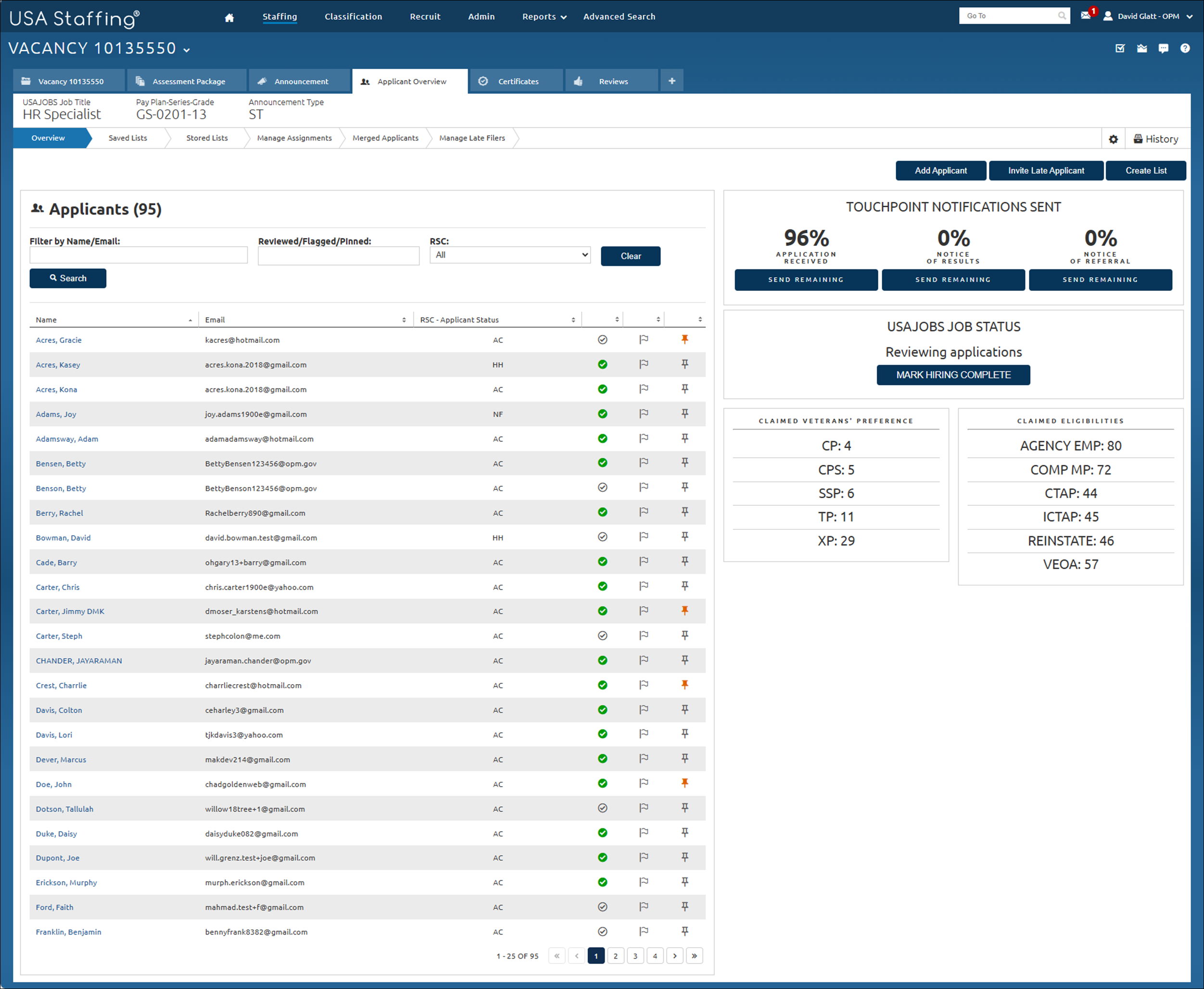 Creating a ranking list – USA Staffing Online Help