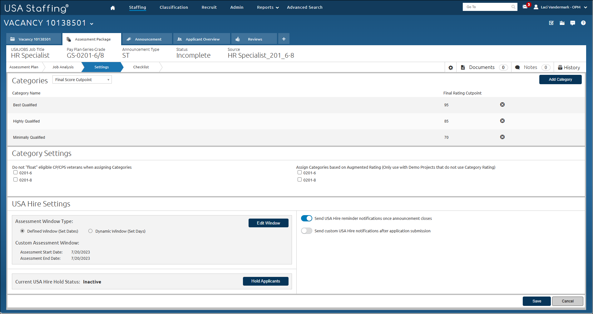 Set USA Hire Assessment Window – USA Staffing Online Help