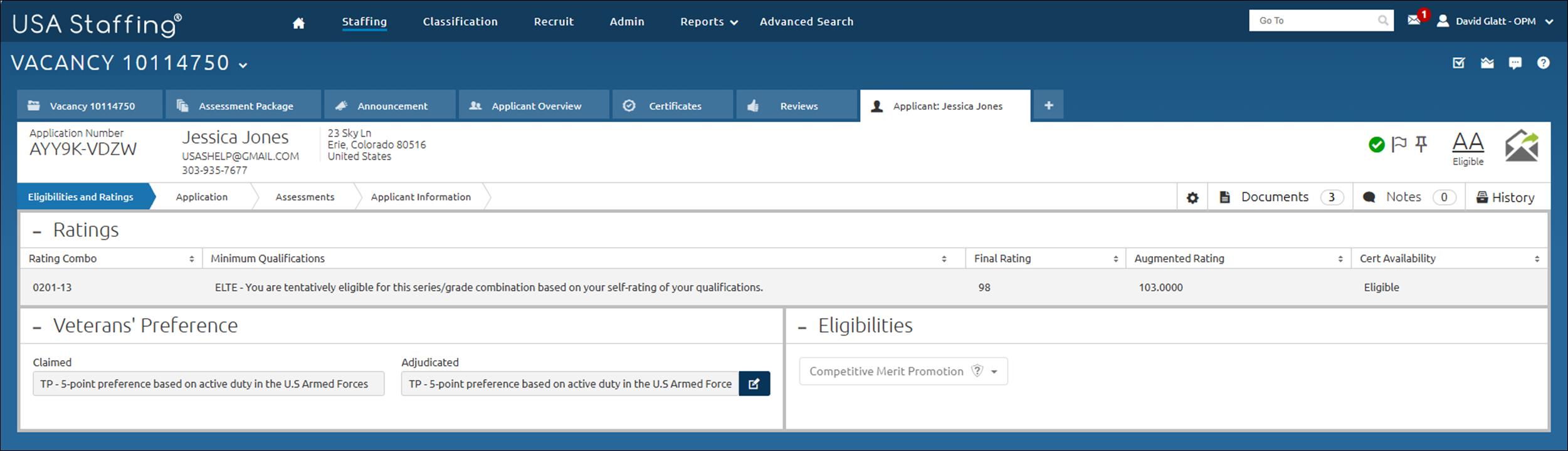 Viewing applicant eligibilities – USA Staffing Online Help