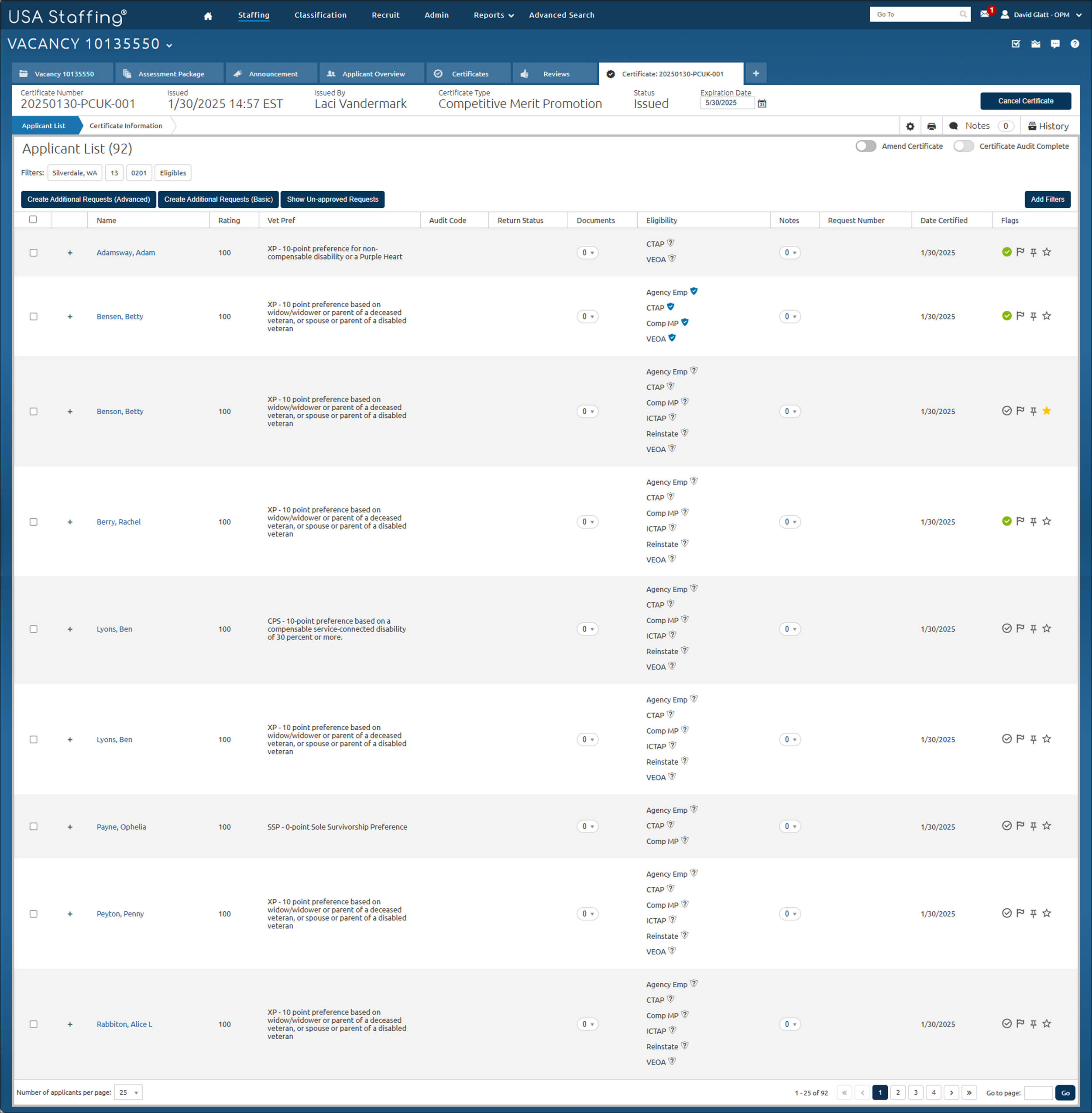 Applicant List Overview – USA Staffing Online Help