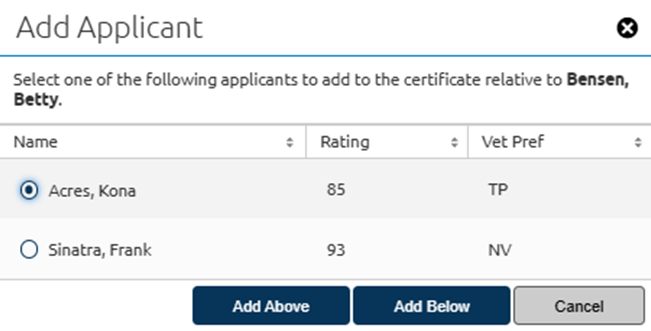 Adding an applicant to an issued certificate – USA Staffing Online Help