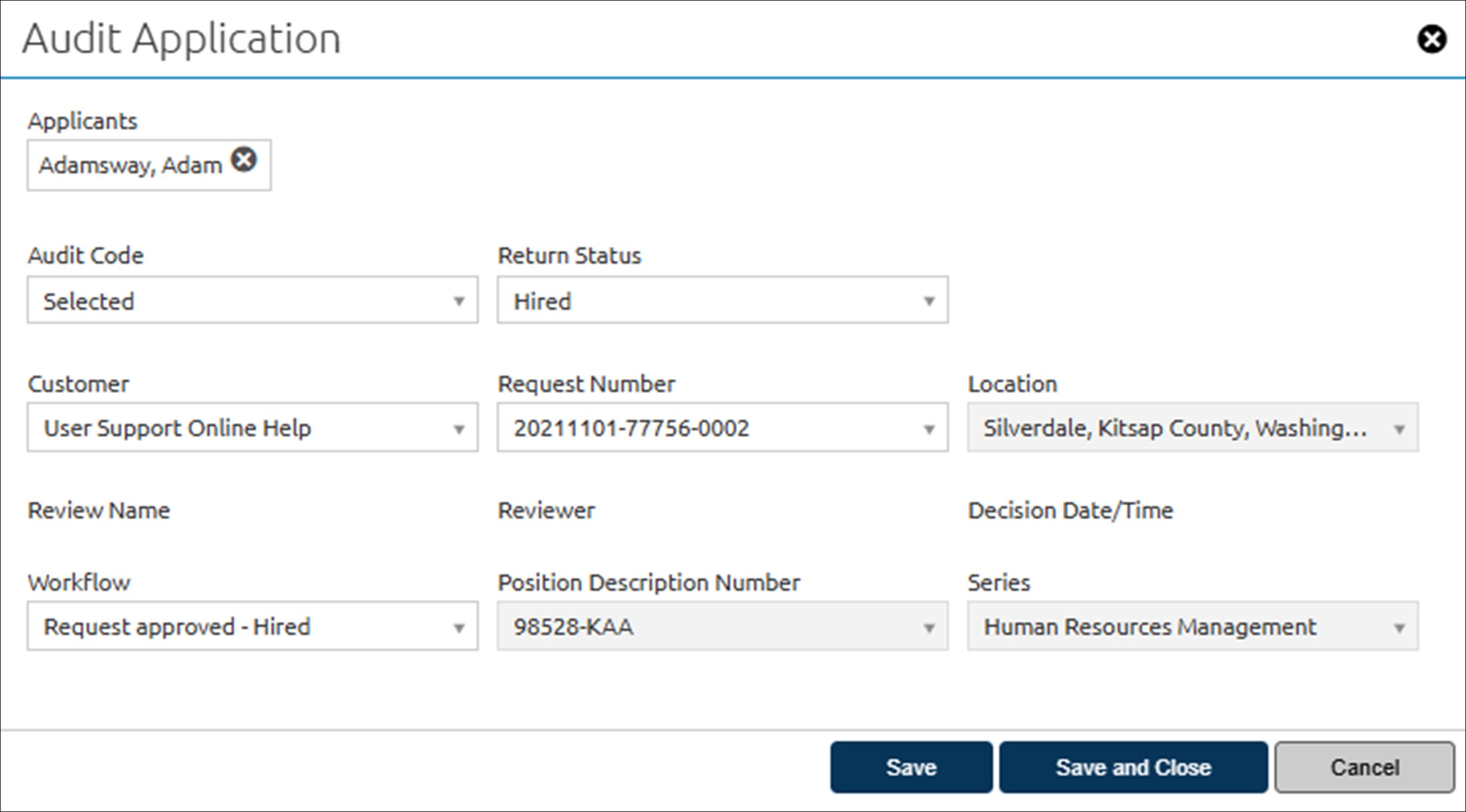 Auditing an applicant record – USA Staffing Online Help