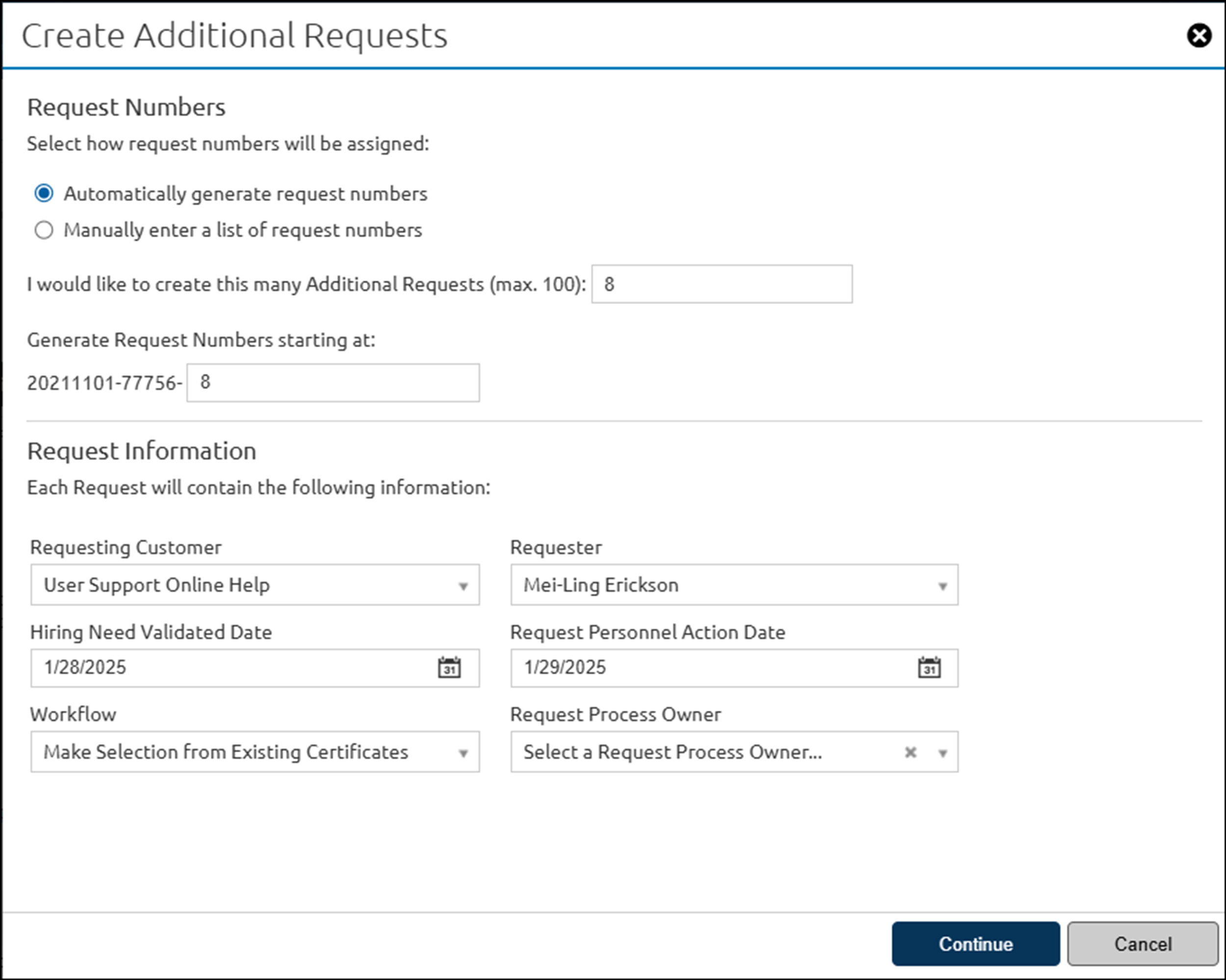 Creating additional requests within a certificate – USA Staffing Online ...