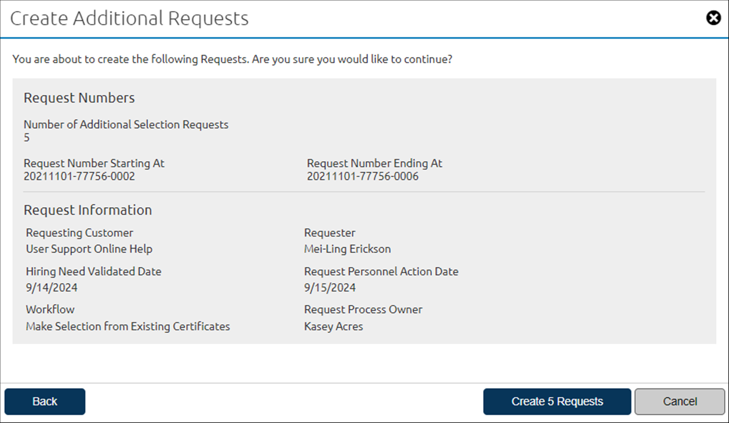 Creating additional requests within a certificate – USA Staffing Online ...