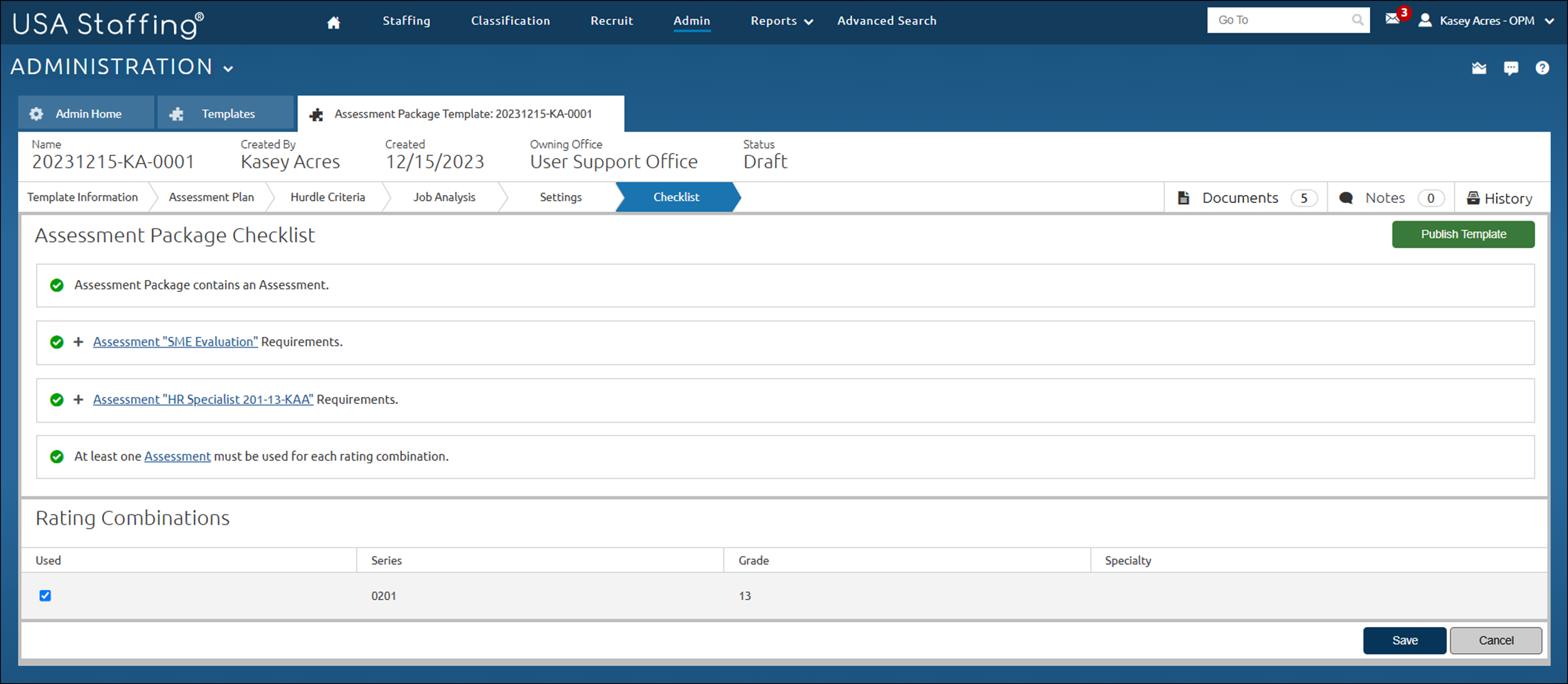 Assessment Package Template - Checklist Overview – USA Staffing Online Help