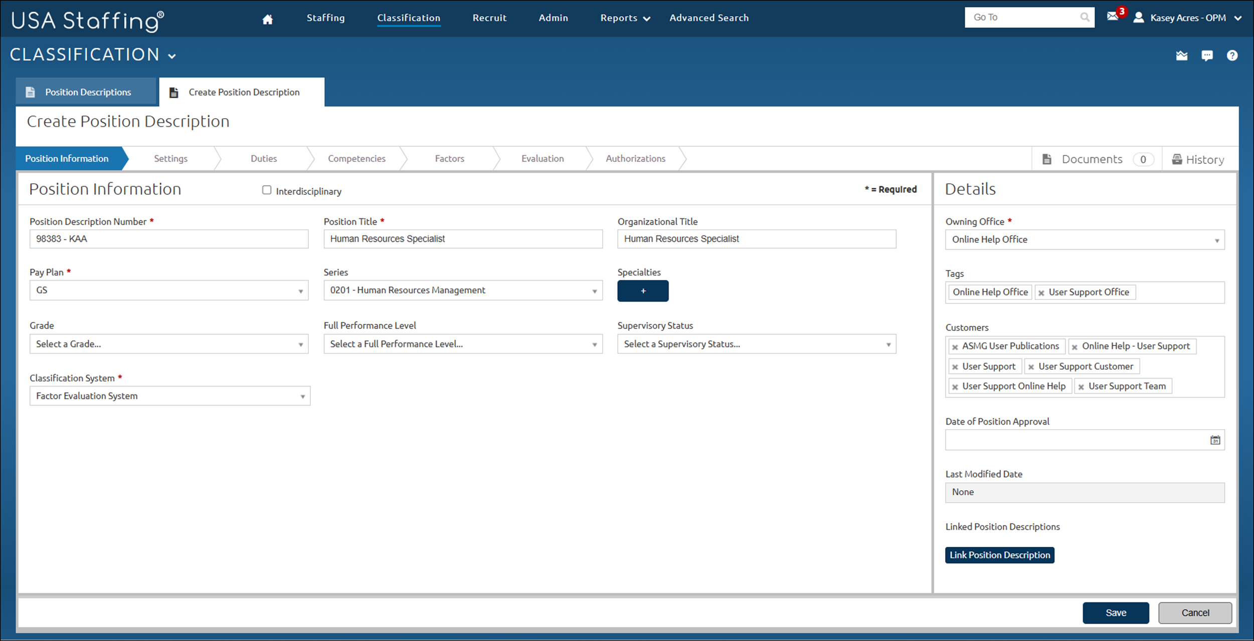 Create Position Description Overview – USA Staffing Online Help