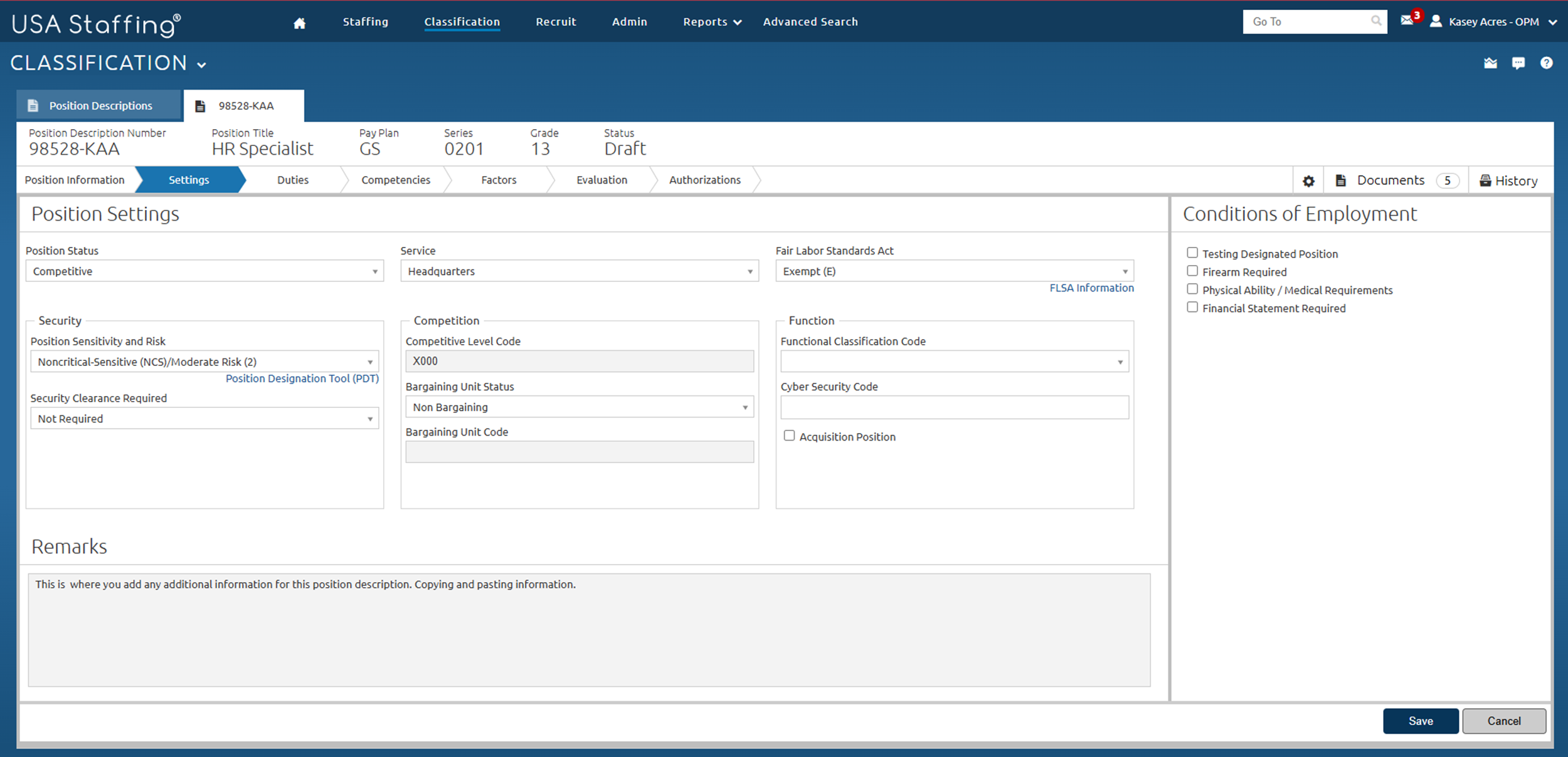 Position Description - Settings Overview – USA Staffing Online Help