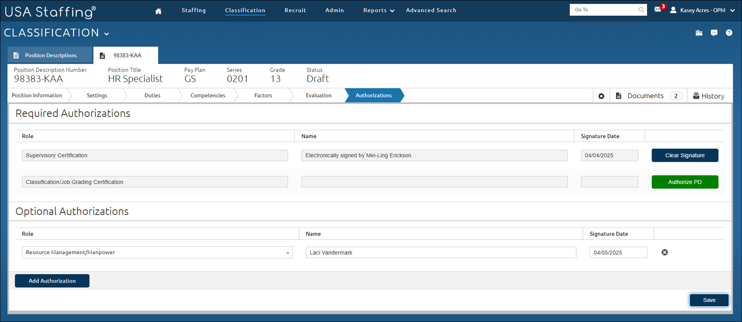 Position Description - Authorizations Overview – USA Staffing Online Help