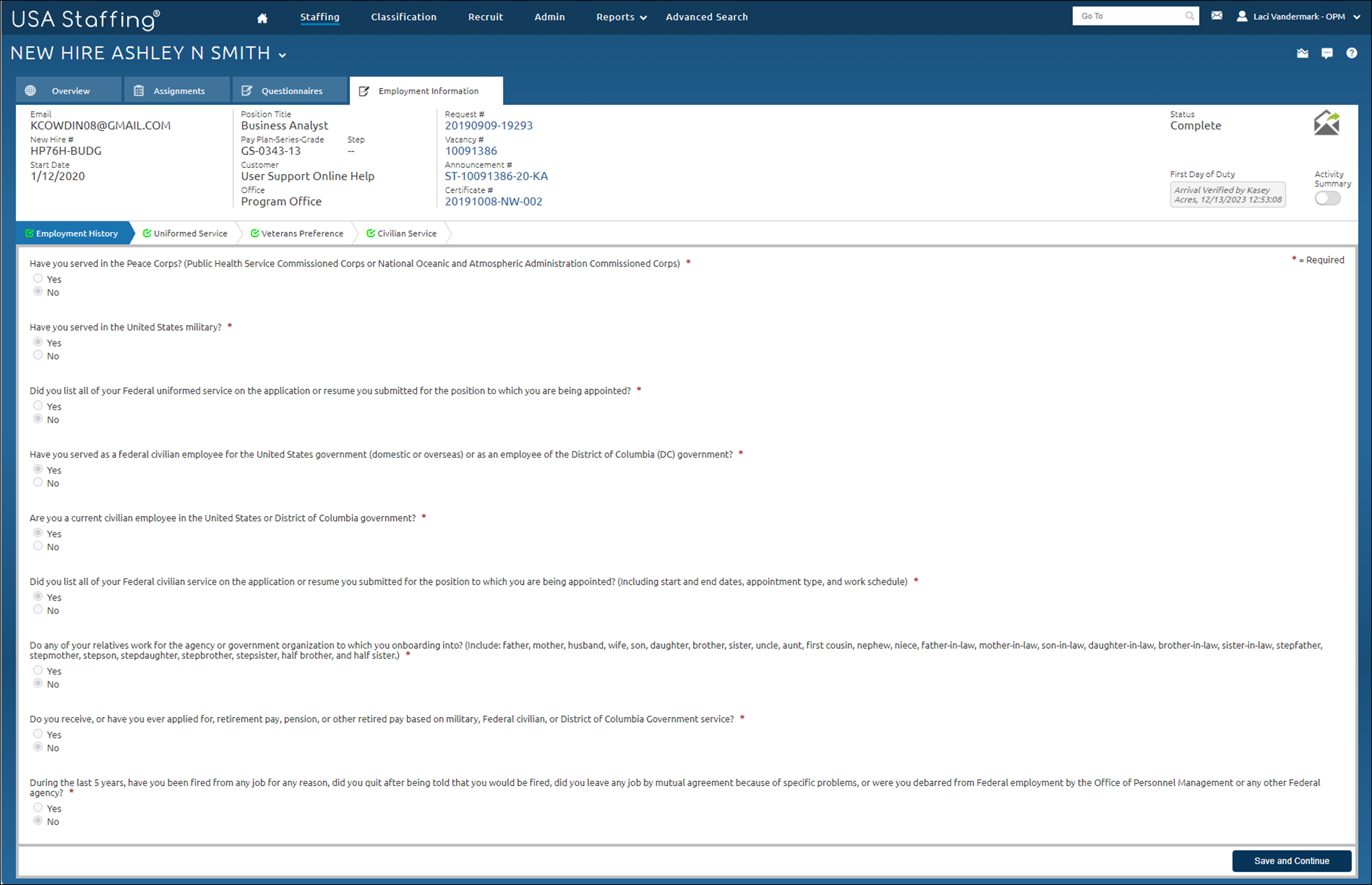 Employment Information Questionnaire Overview – USA Staffing Online Help