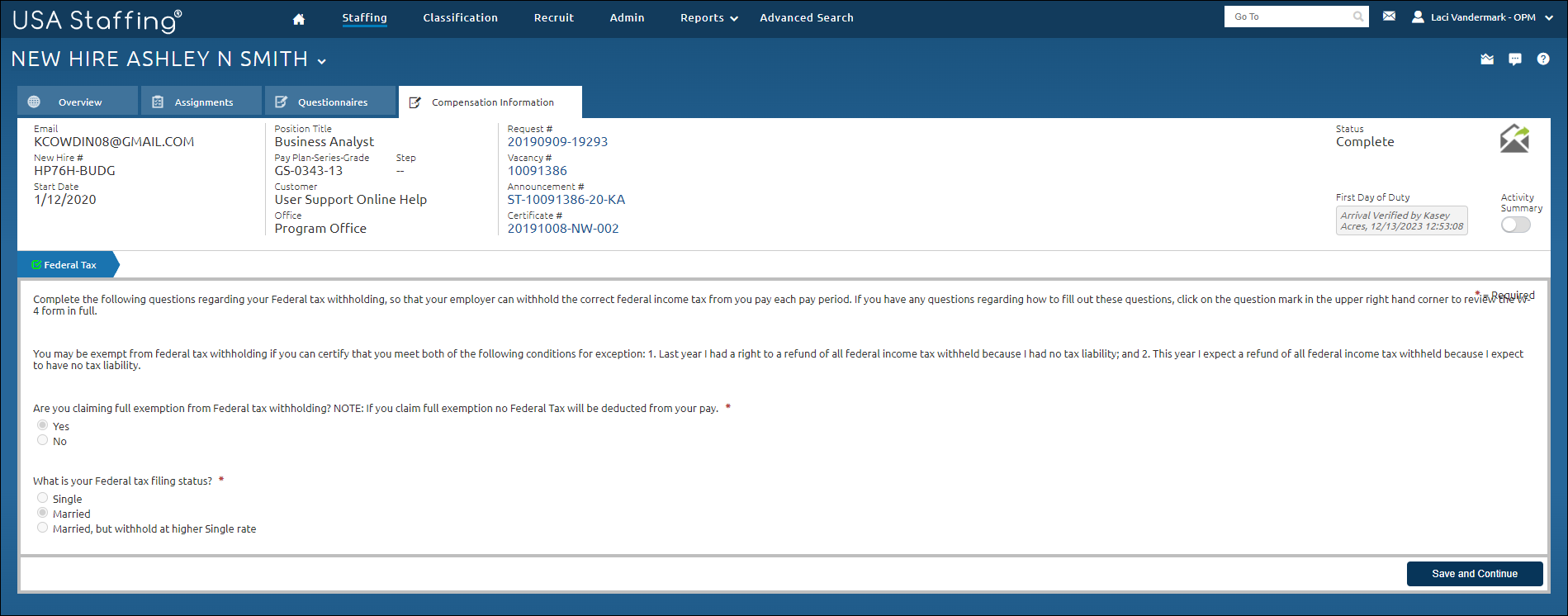 Compensation Information Questionnaire Overview – USA Staffing Online Help