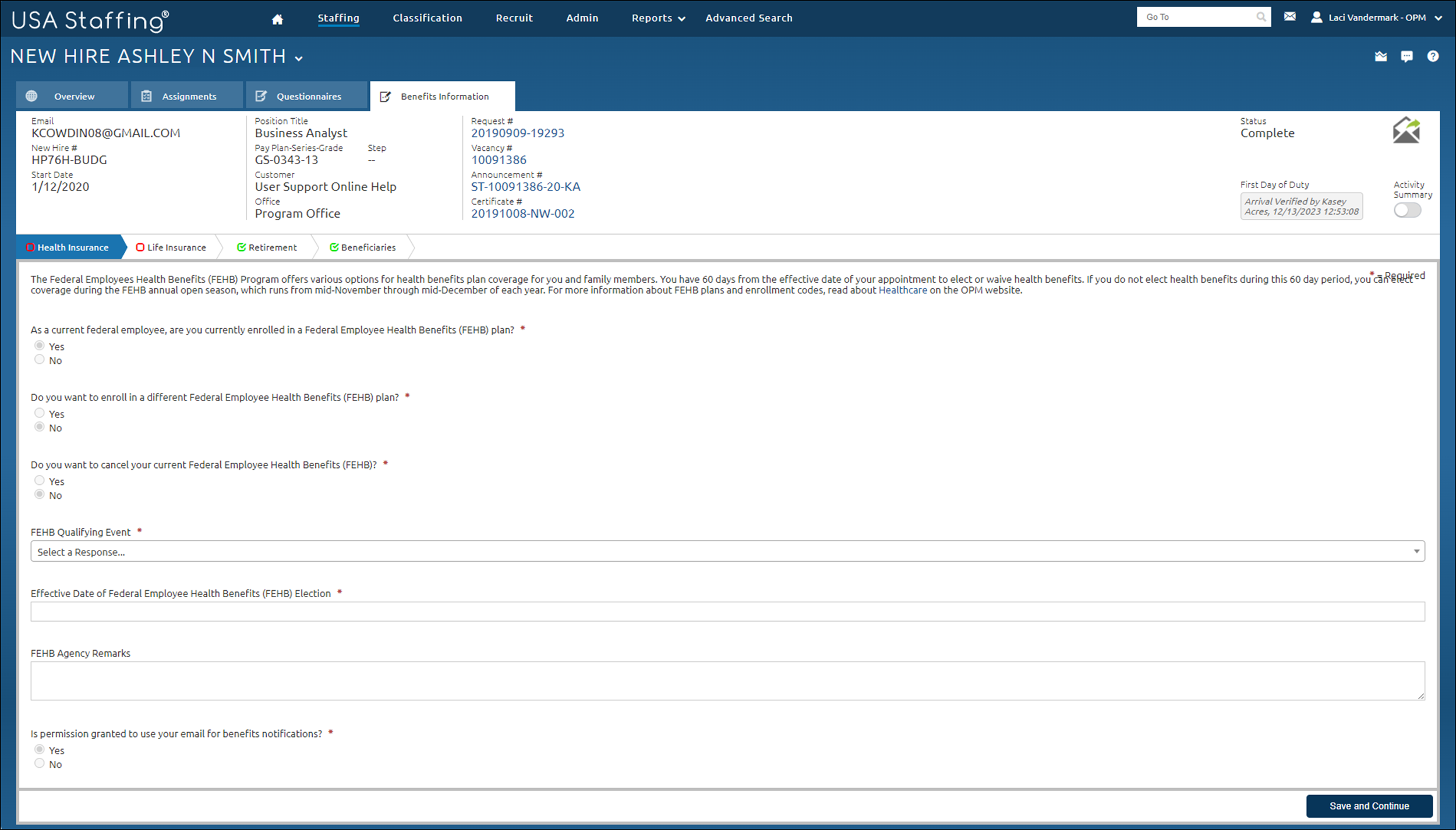 Benefits Information Questionnaire Overview – USA Staffing Online Help