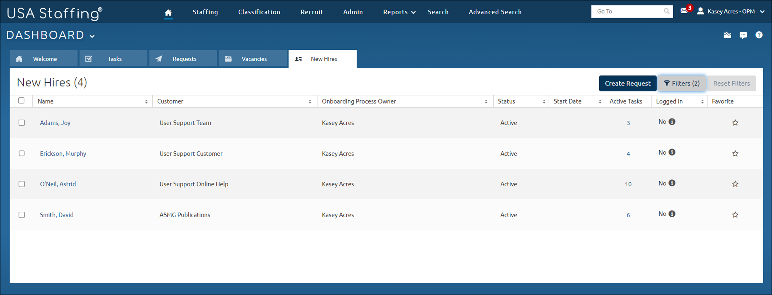 Sorting new hires – USA Staffing Online Help