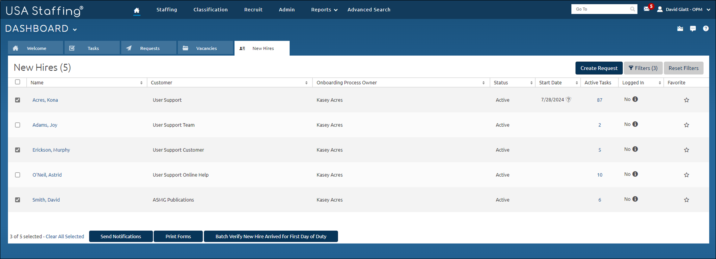 Sending onboarding notifications to multiple new hires from the ...