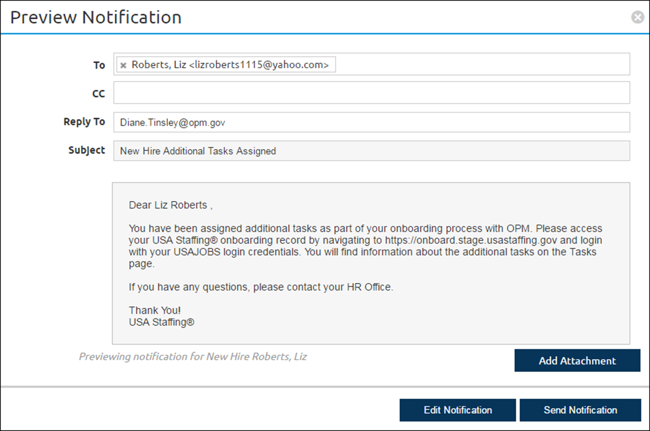 Adding a new hire task – USA Staffing Online Help