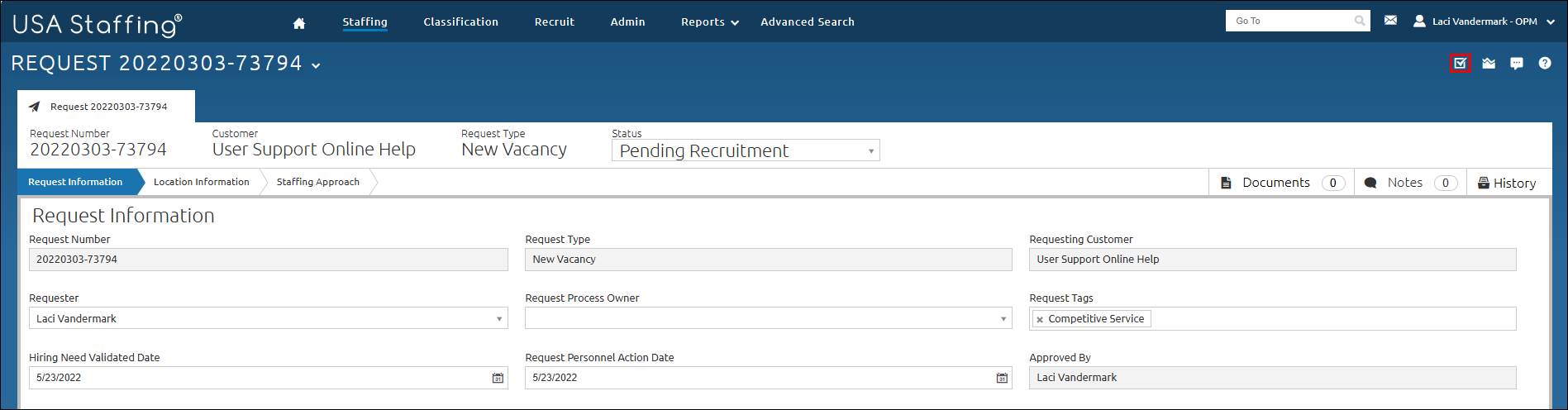 Changing the task owner – USA Staffing Online Help