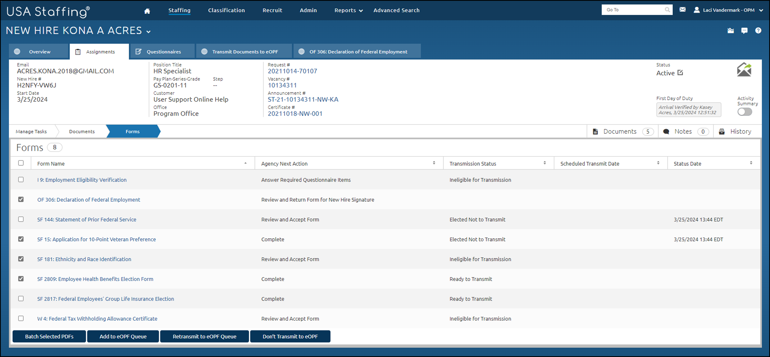 Batch printing multiple forms for a new hire record – USA Staffing ...
