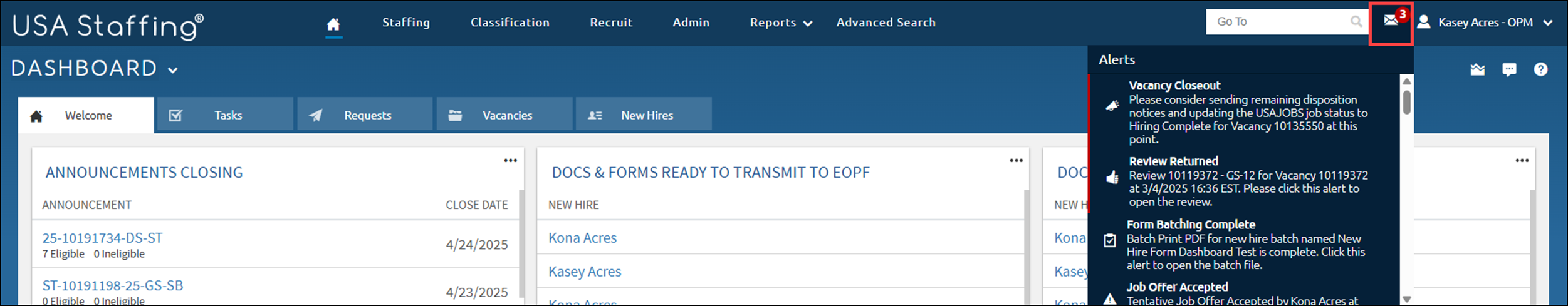 Alerts Overview – USA Staffing Online Help