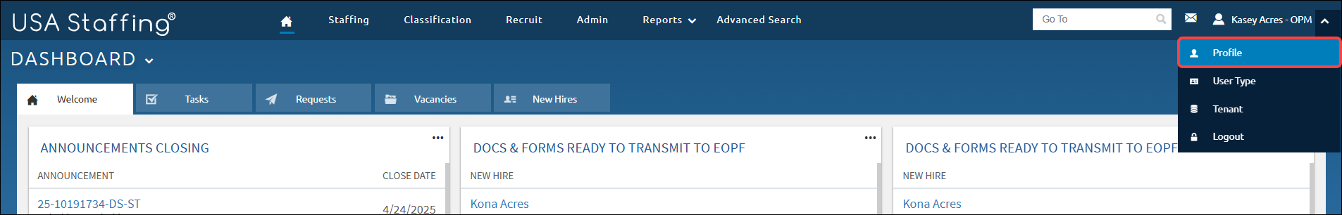 Reviewing your user preferences – USA Staffing Online Help