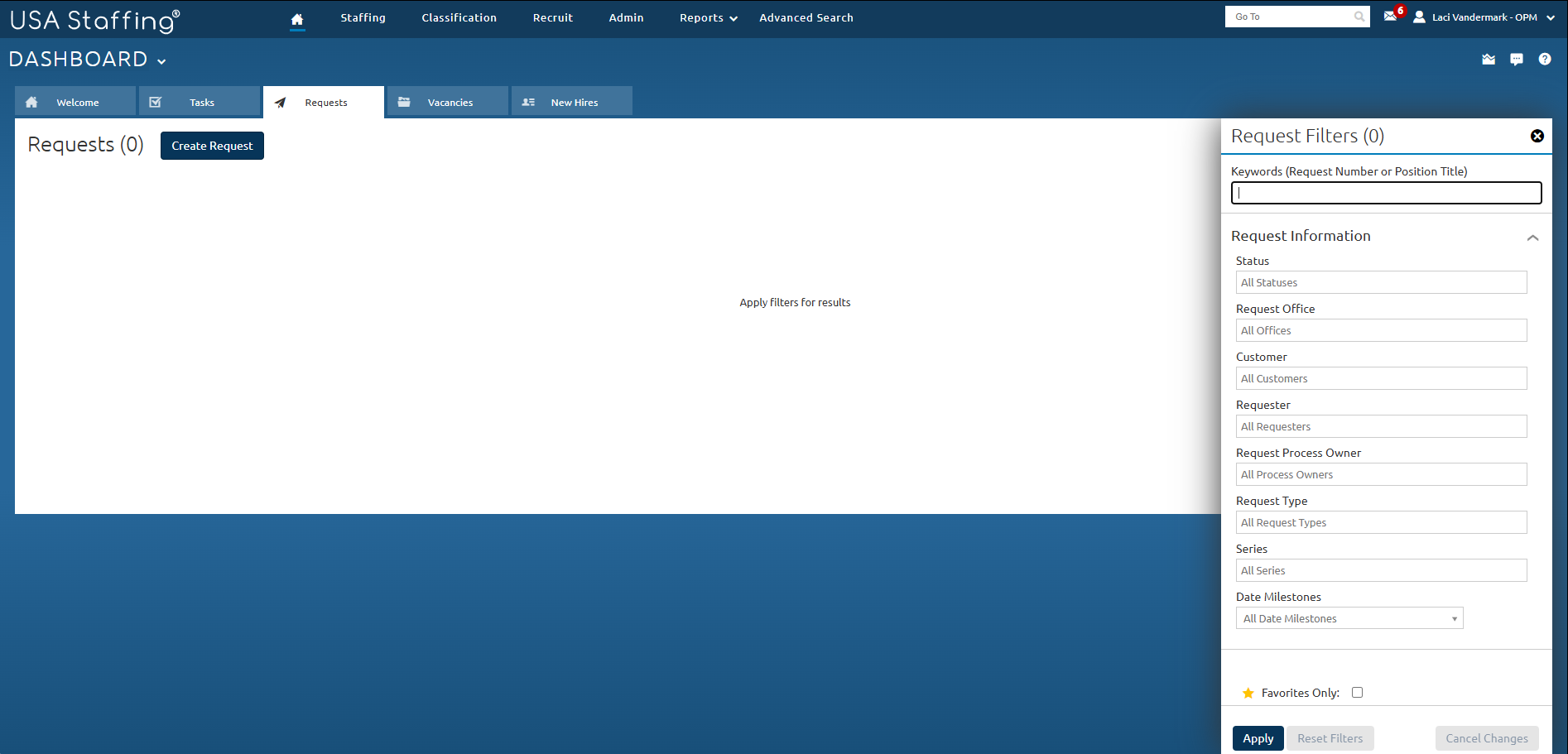 Creating a request – USA Staffing Online Help
