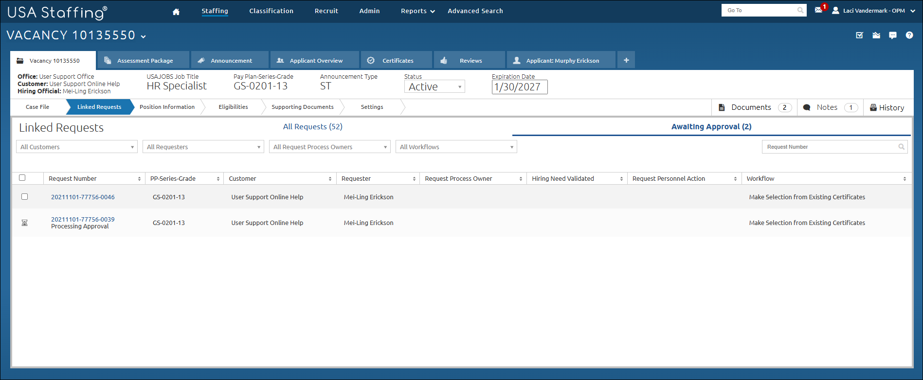 Mass Approve Linked Requests – USA Staffing Online Help