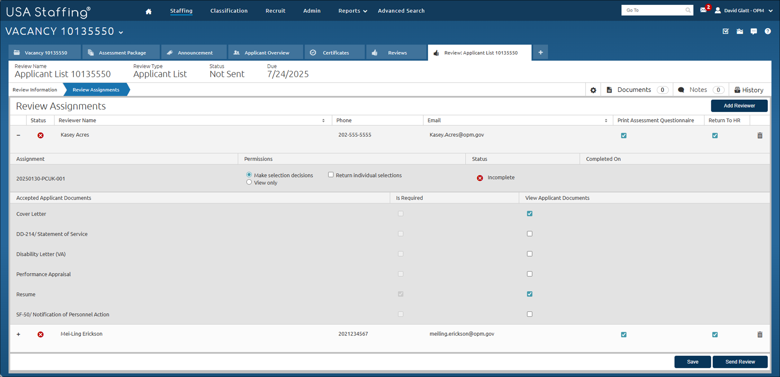 Applicant List - Review Assignments Overview – USA Staffing Online Help